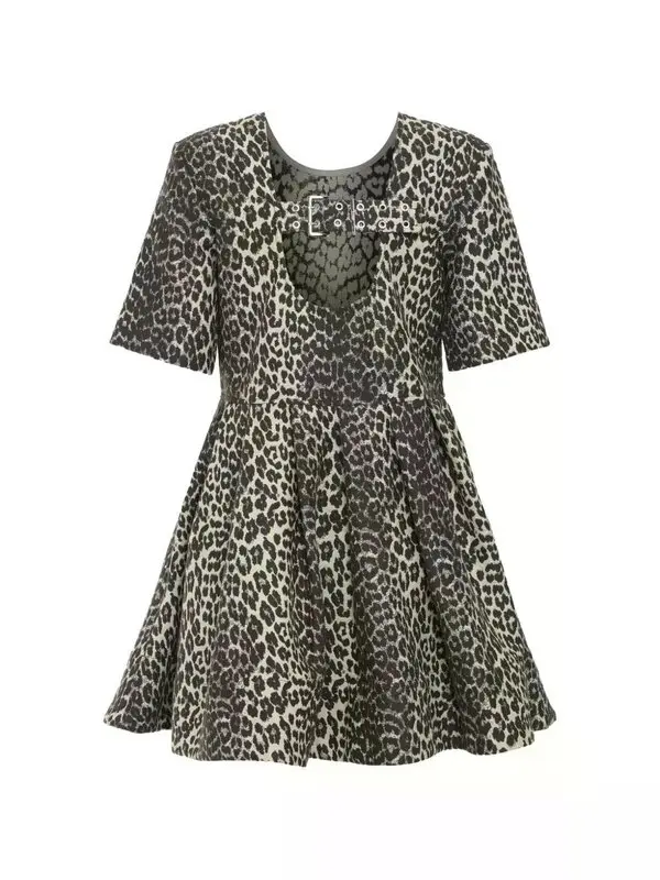 GANNI Buckle Leopard Print Mini Dress