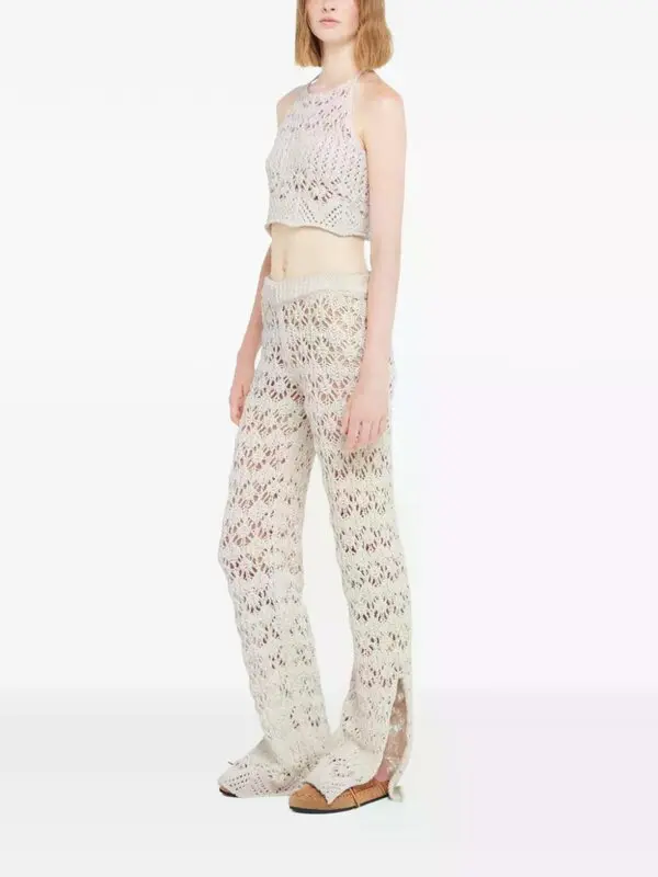 Alanui Crochet Knit Trousers - Neutrals