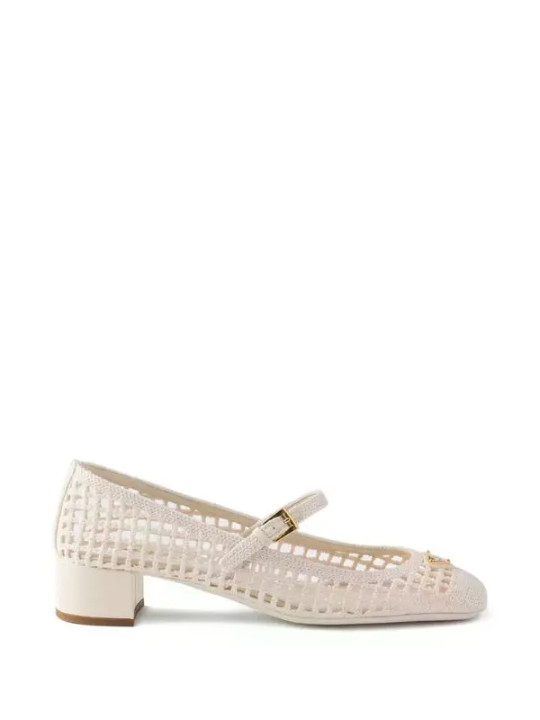 Prada Crochet Block-heel Mary Jane Pumps