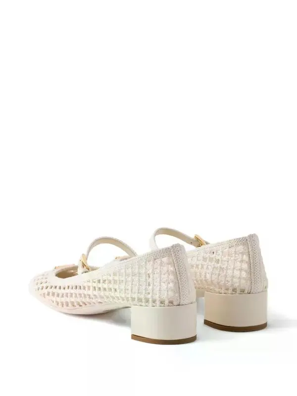 Prada Crochet Block-heel Mary Jane Pumps