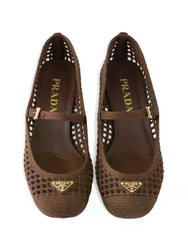 Prada Metal-buckle Crochet-effect Mary Jane Pumps