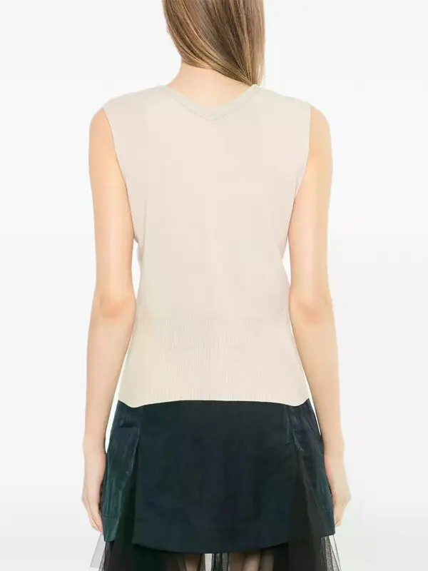 AGNES B. Ribbed Knit Button Top - Neutrals