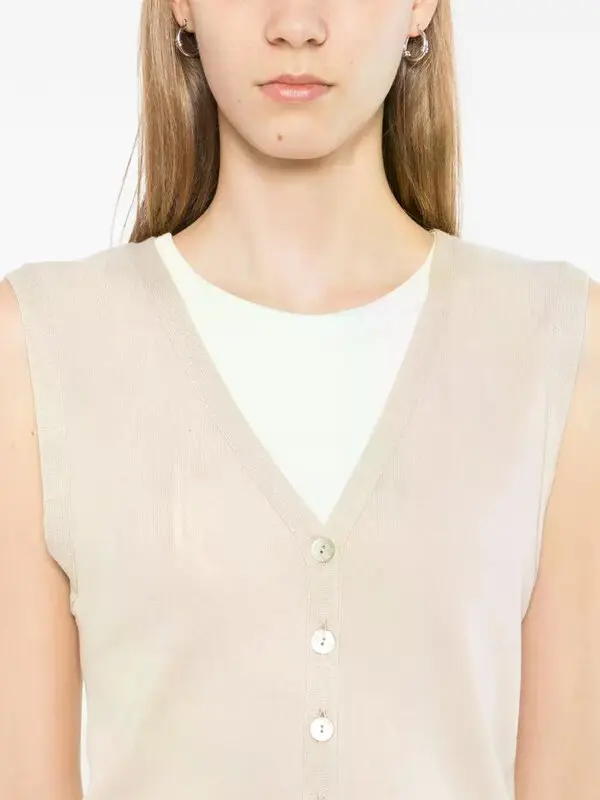 AGNES B. Ribbed Knit Button Top - Neutrals