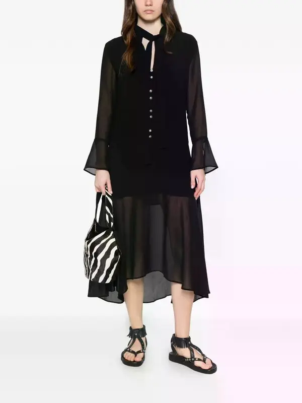 Pinko Georgette Button Front Tie Dress