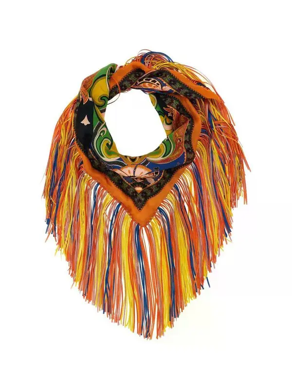 Etro Floral-jacquard Fringed Scarf - Yellow