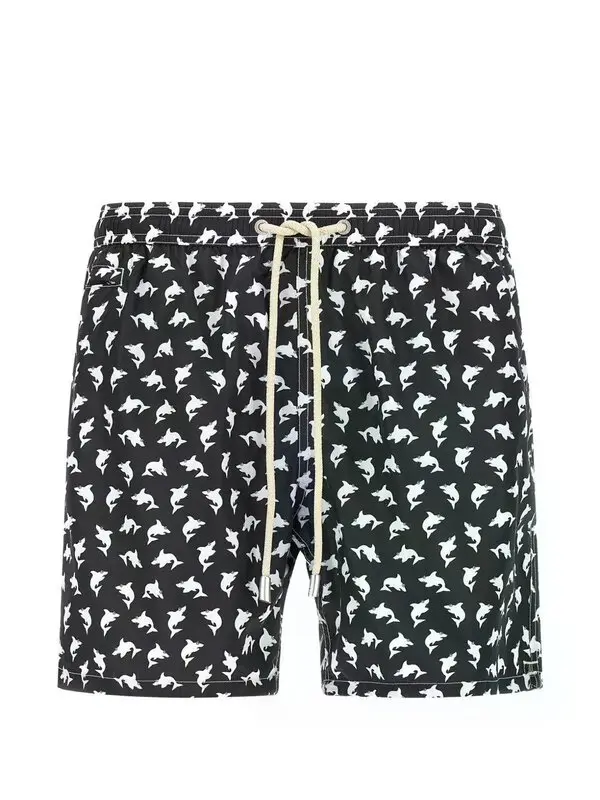 MC2 SAINT BARTH Shark-print Swim Shorts - Black