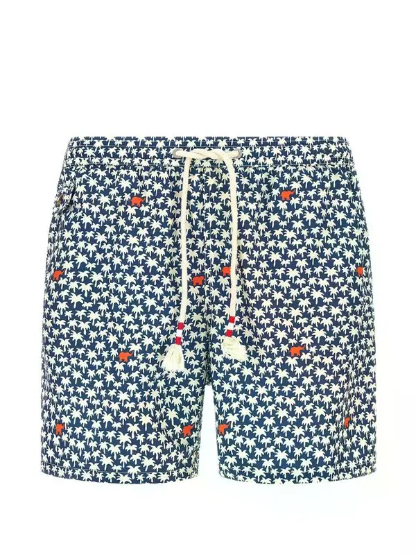 MC2 SAINT BARTH Palm-print Swim Shorts - Blue