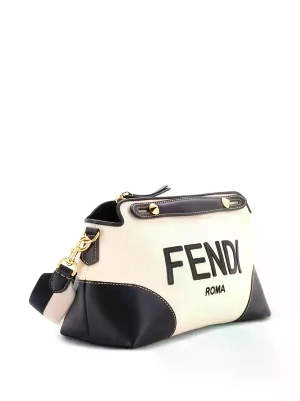 Fendi Logo The Way Canvas And Leather Medium Satchel - Black