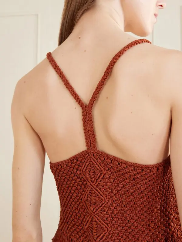 Escvdo Cantor Fringed Macramé Cotton Top