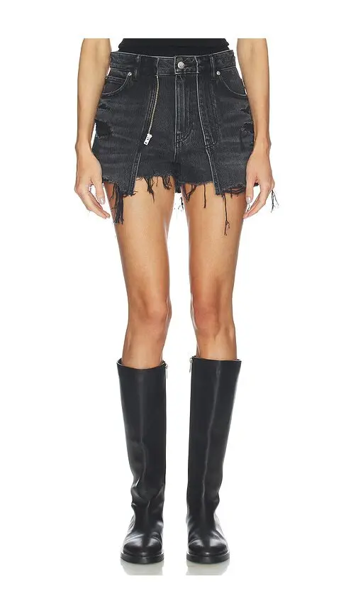 Alexander Wang Distressed Double Layer Skort In . Also - Charcoal