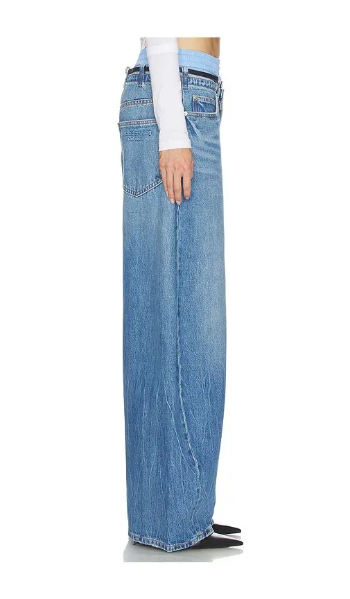 Alexander Wang Blow Up Jeans With Leather Belt And Boxer Detail - Blue