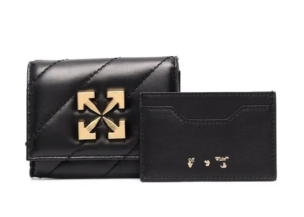 Off-White Arrow Plaque Quilted Wallet - Black