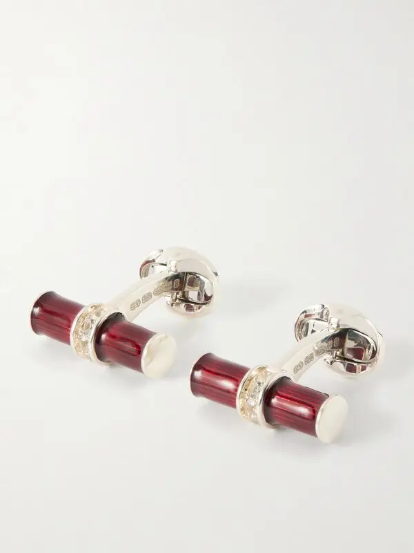 DEAKIN & FRANCIS Enamel And Sterling Silver Cufflinks