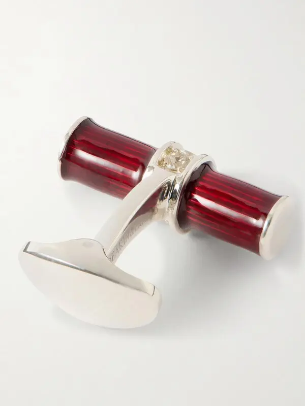 DEAKIN & FRANCIS Enamel And Sterling Silver Cufflinks
