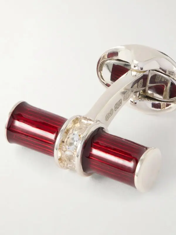 DEAKIN & FRANCIS Enamel And Sterling Silver Cufflinks