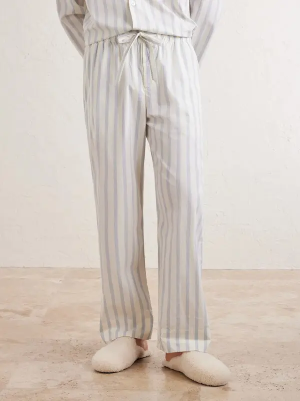 TEKLA Striped Cotton-poplin Pyjama Set - Neutrals