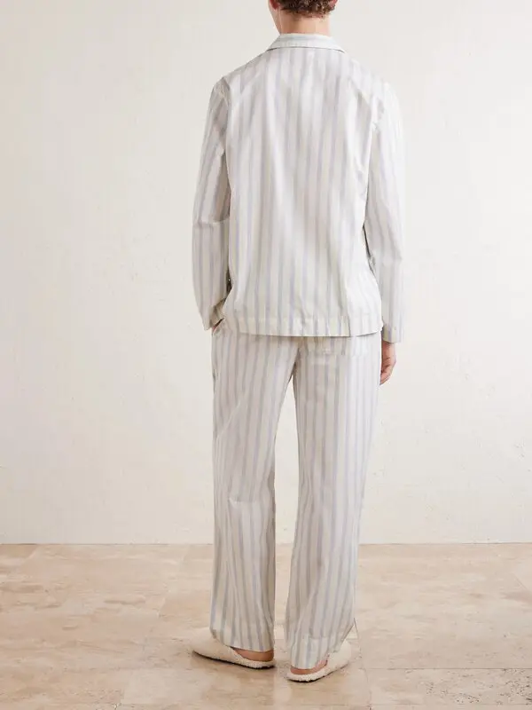 TEKLA Striped Cotton-poplin Pyjama Set - Neutrals