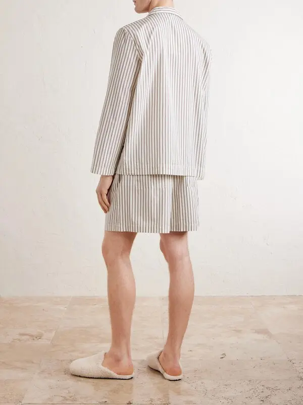 TEKLA Striped Cotton-poplin Pyjama Set - Neutrals