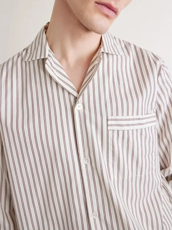 TEKLA Striped Cotton-poplin Pyjama Set - Neutrals
