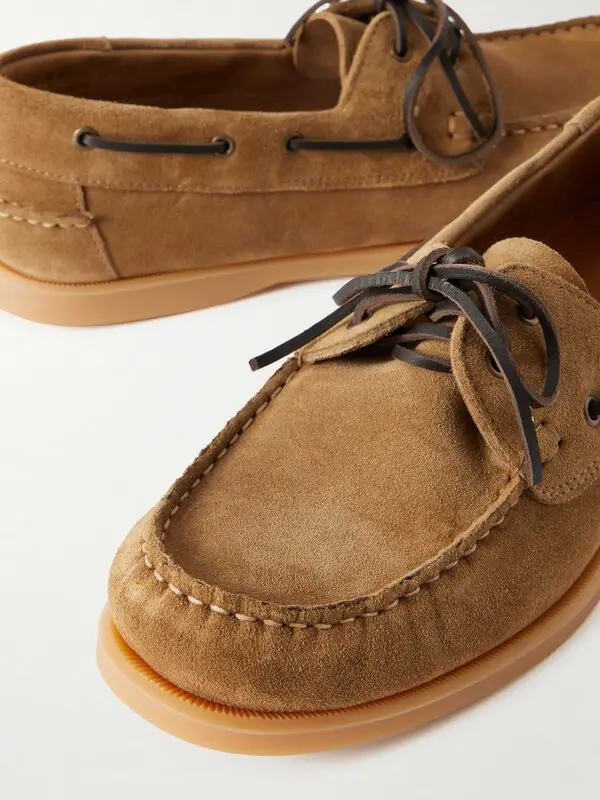 Mr P. Leather-trimmed Suede Boat Shoes