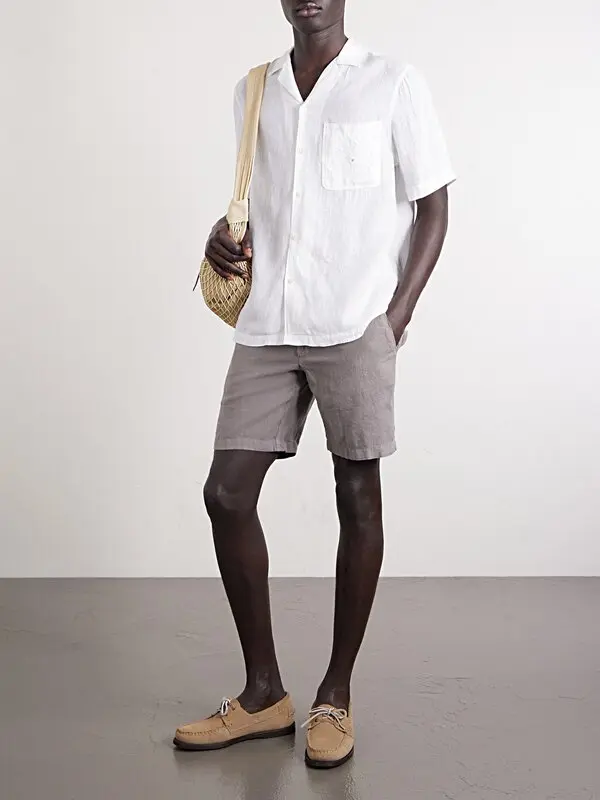 Mr P. Straight-leg Garment-dyed Linen Bermuda Shorts