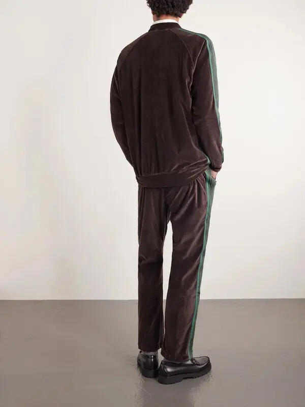 Needles Logo-embroidered Striped Cotton-blend Velour Track Jacket