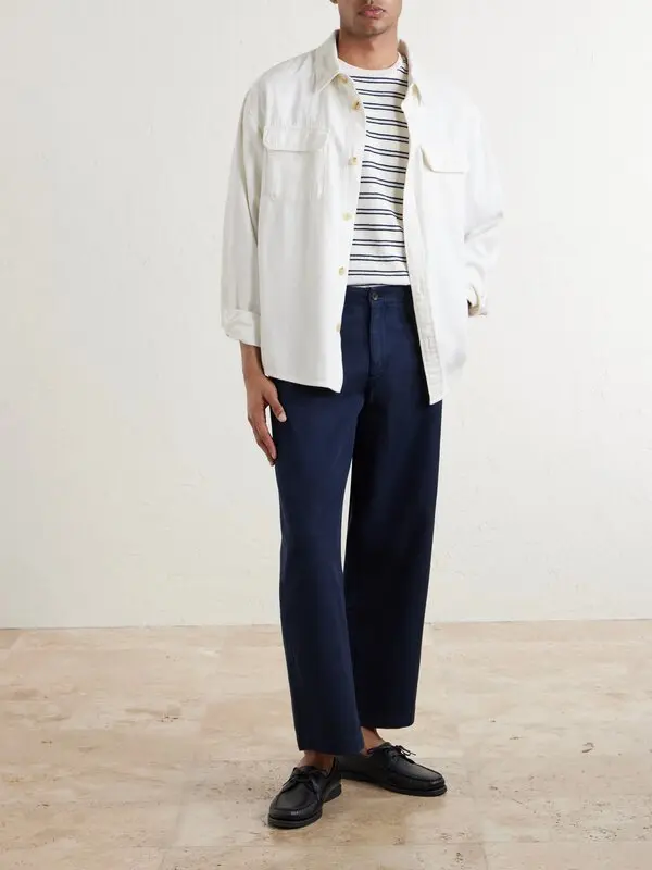 Mr P. Barrel-leg Cotton-twill Trousers