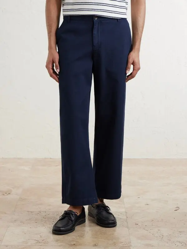 Mr P. Barrel-leg Cotton-twill Trousers