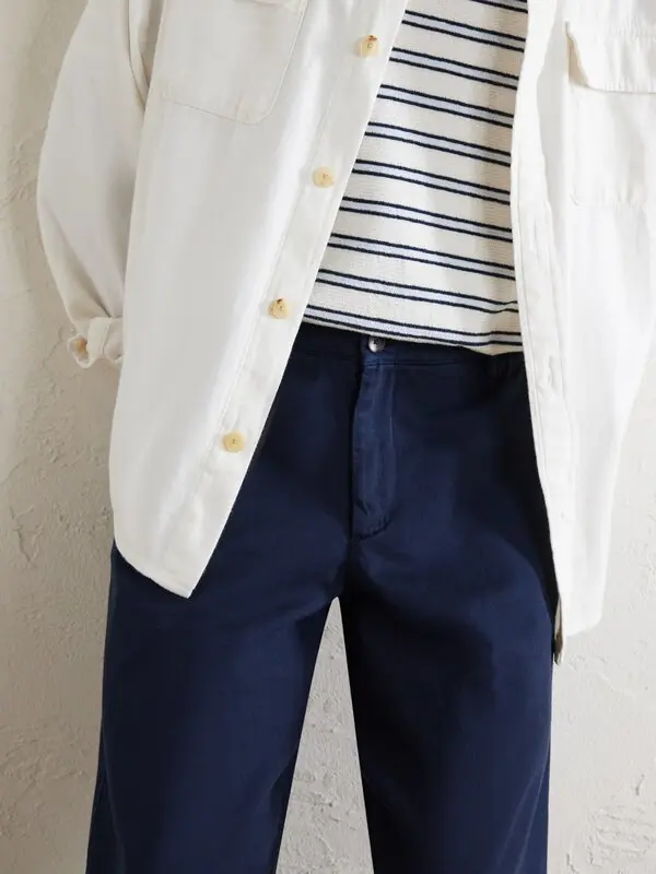 Mr P. Barrel-leg Cotton-twill Trousers
