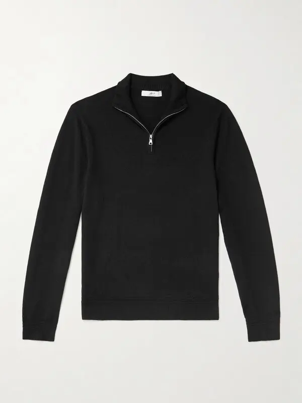 Mr P. James Cashmere Half-zip Sweater - Black