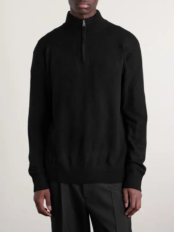 Mr P. James Cashmere Half-zip Sweater - Black