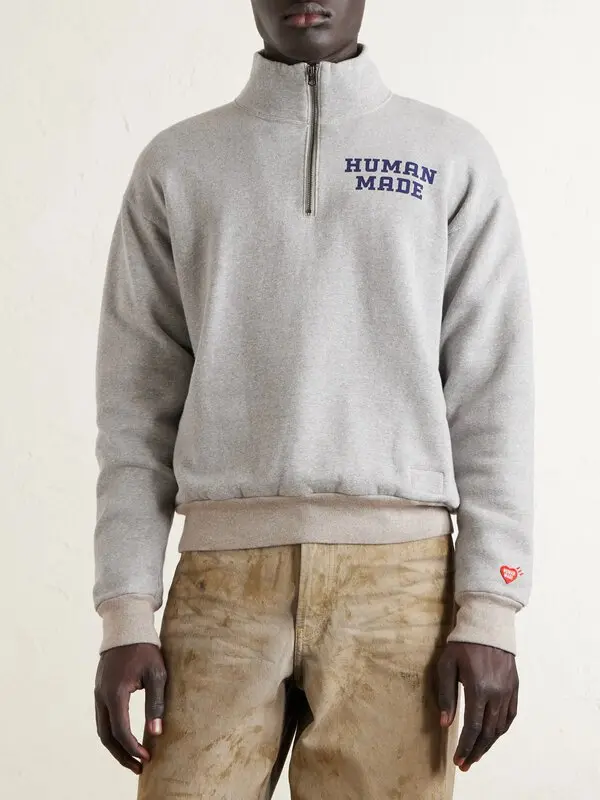 HUMAN MADE Logo-print Half-zip Sweatshirt