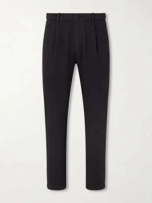 Mr P. Daniel Tapered Pleated Cotton-canvas Trousers