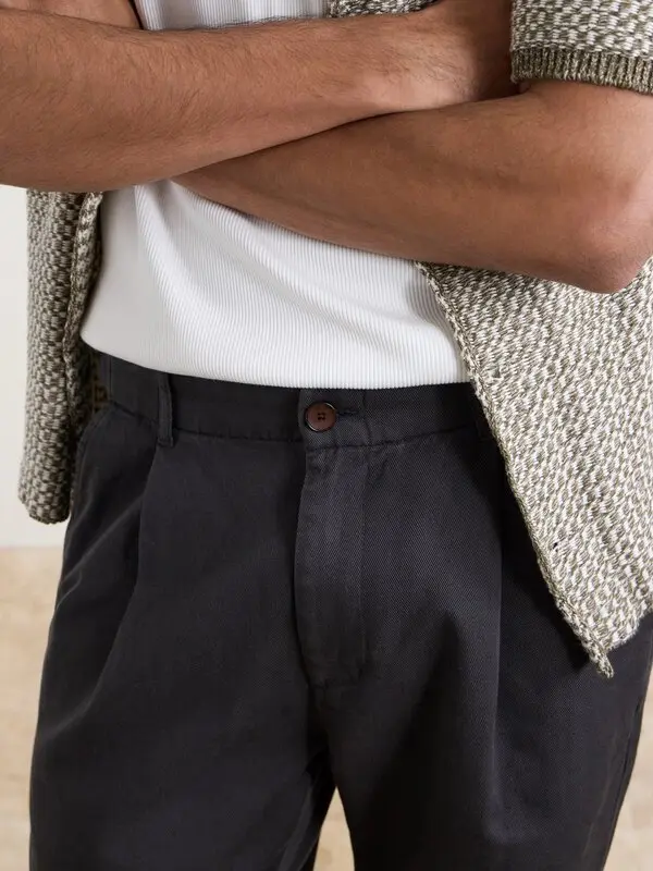 Mr P. Daniel Tapered Pleated Cotton-canvas Trousers