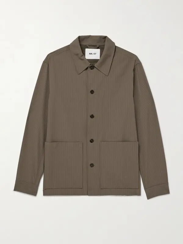 Nn07 Blaze 10038 Striped Seersucker Overshirt