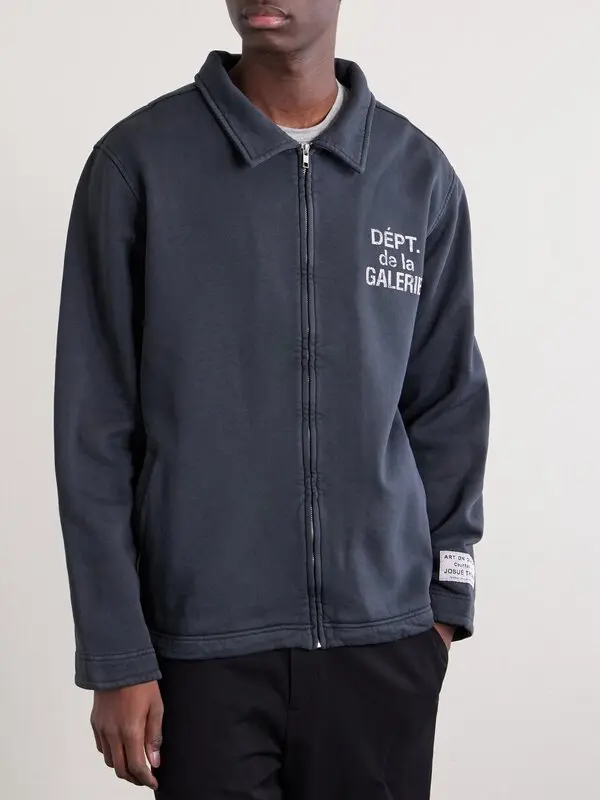 GALLERY DEPT. Logo-print Cotton-jersey Jacket - Black