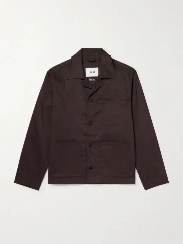 Nn07 Morgan 10021 Stretch Organic Cotton-gabardine Blouson Jacket - Brown