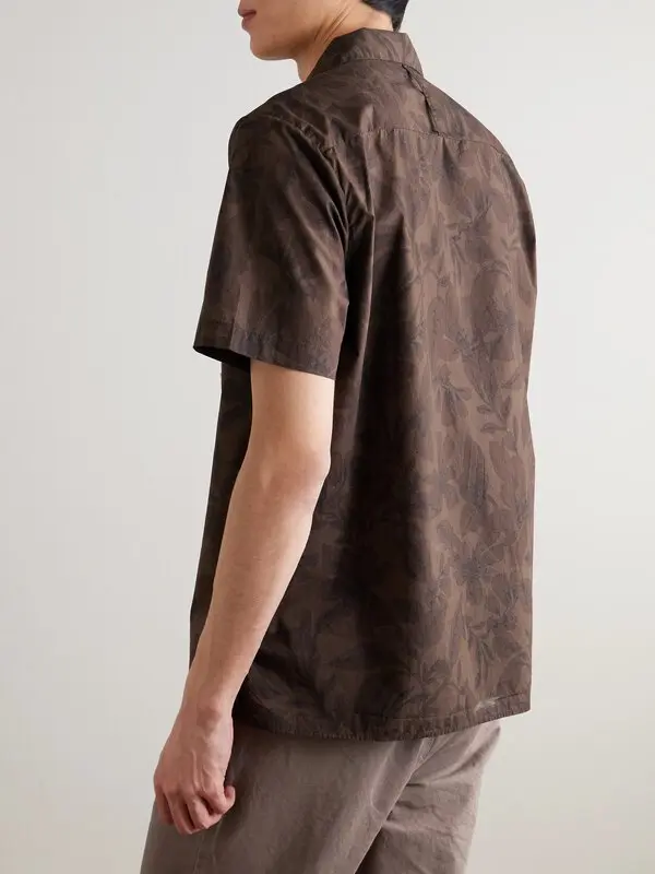 Mr P. Camp-collar Floral-print Cotton Shirt