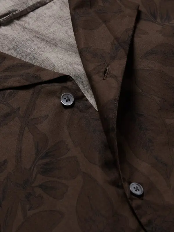Mr P. Camp-collar Floral-print Cotton Shirt