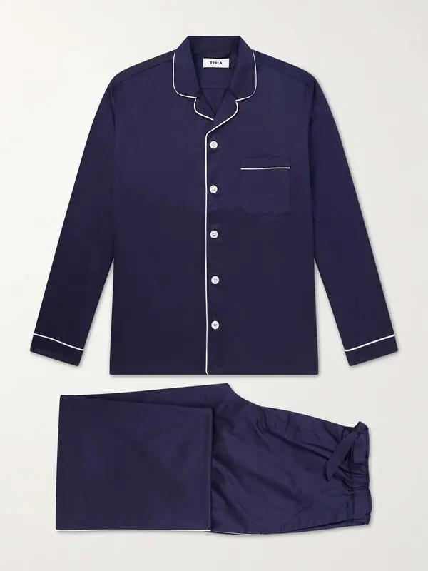 TEKLA Chelsea Cotton-satin Pyjama Set - Blue