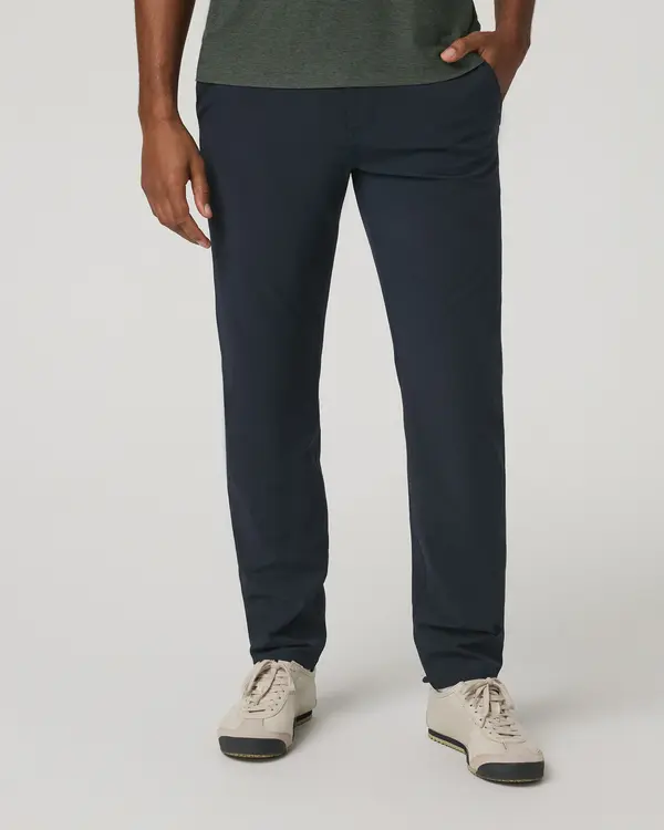 Vuori Aim Trouser Athletic Slim Fit - Navy Linen Texture
