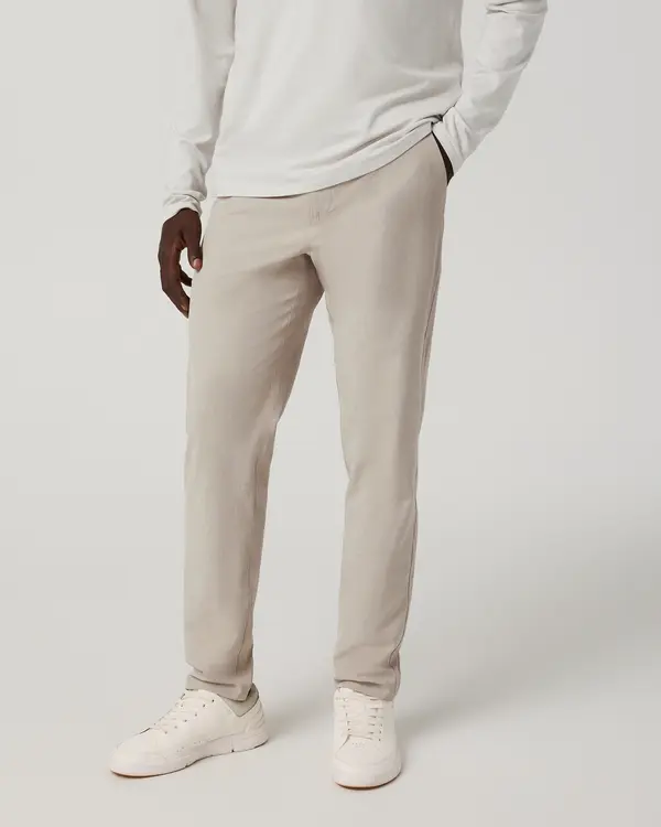 Vuori Aim Trouser Athletic Slim Fit - Khaki Linen Texture