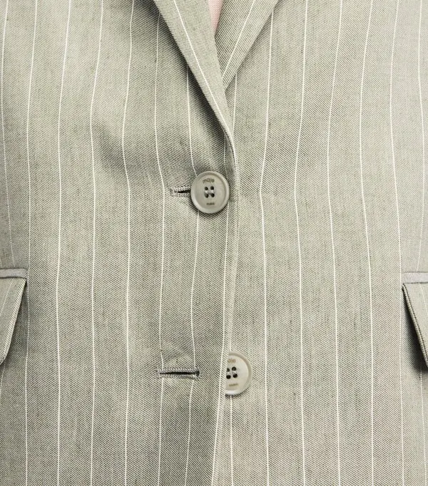 Maje Linen-blend Pinstripe Blazer - Brown