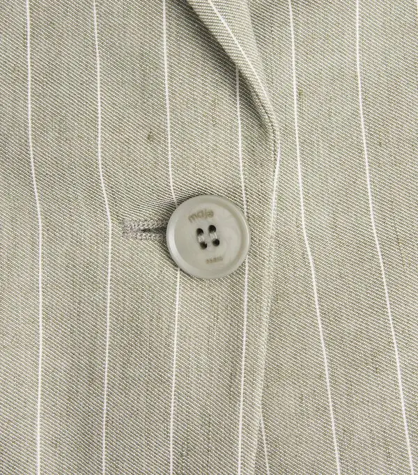 Maje Linen-blend Pinstripe Blazer - Brown