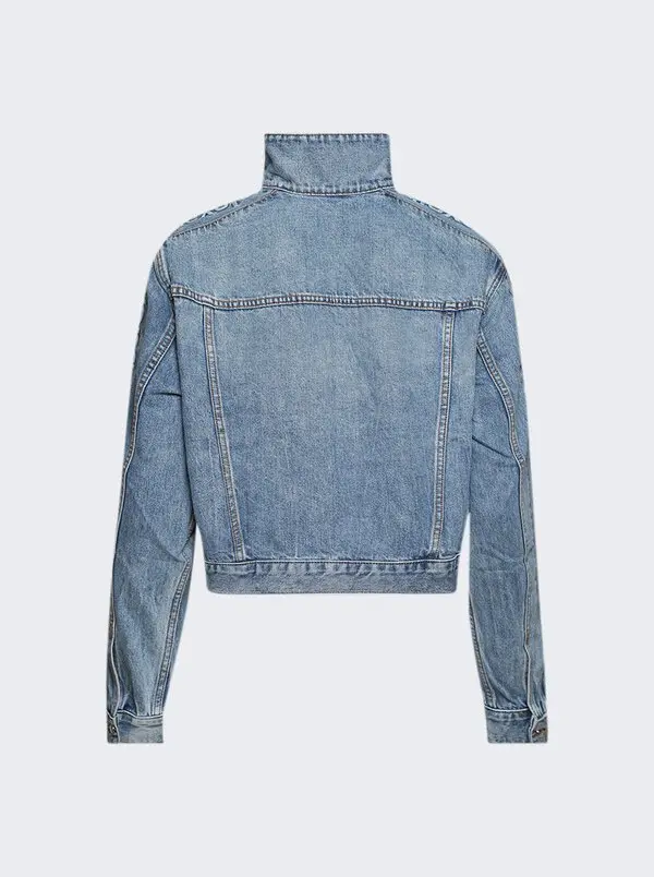 Alexander Wang Denim Track Jacket With Embossed Logo - Blue
