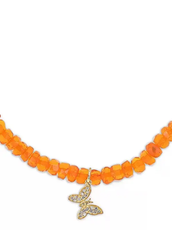 SYDNEY EVAN Orange Opal Tiny Butterfly Charm Bracelet