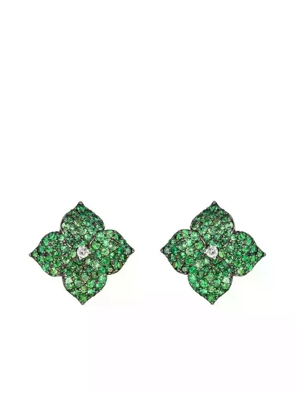 Piranesi 18k Yellow Fiore Tsavorite And Diamond Earrings - Gold