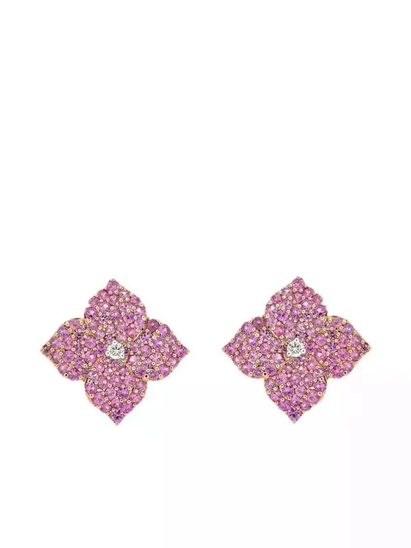 Piranesi 18k Rose Gold Sapphire And Diamond Fiore Earrings - Pink