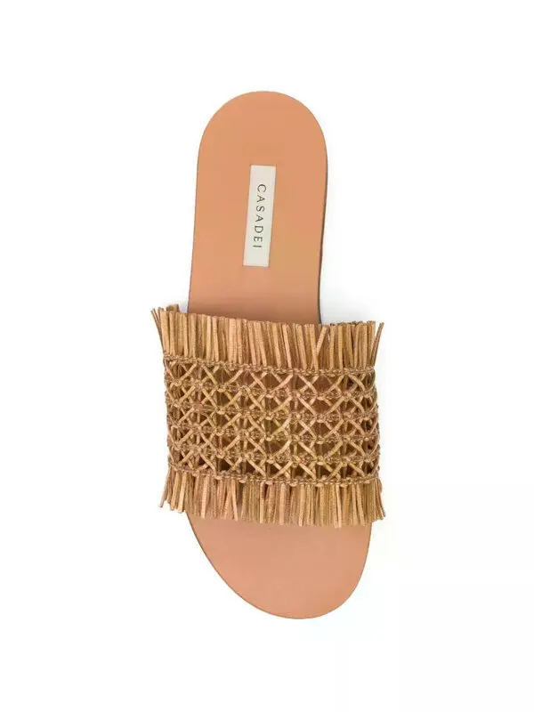 Casadei Woven-leather Flat Sandals - Neutrals