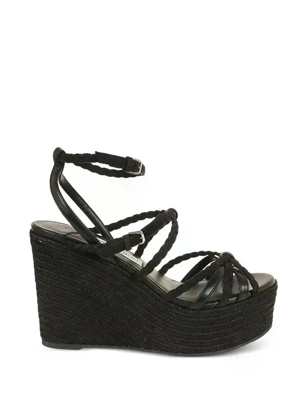 JIMMY CHOO Nyra Braided-strap Platform Sandals - Black